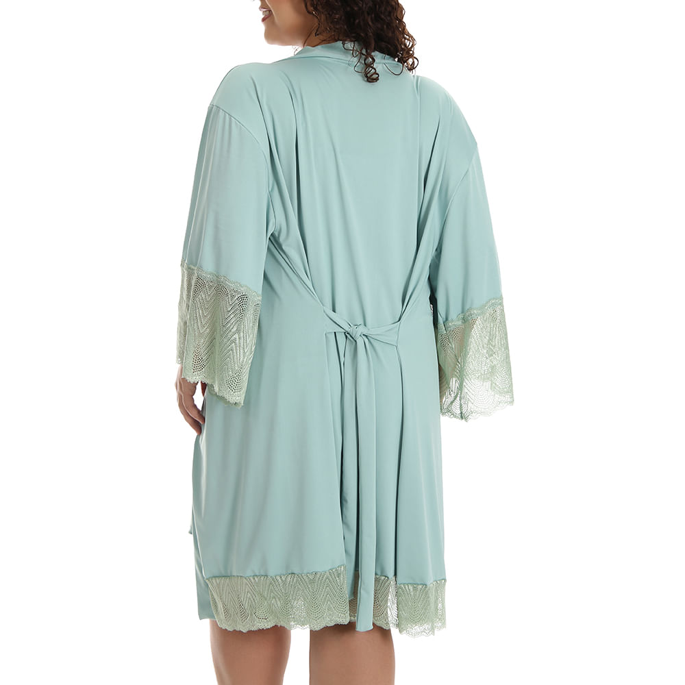 Robe Plus Size Microfibra Renda - Donna Sacoleira